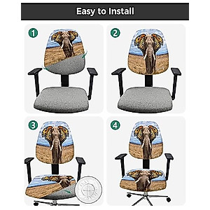 Big buy store Office Chair Cover Funny Animal Desk Chair Cover Stretch Elastic Universal Computer Chair Covers Elephant with Butterfly Wings Stretch Rotating Chair Slipcovers Protectors