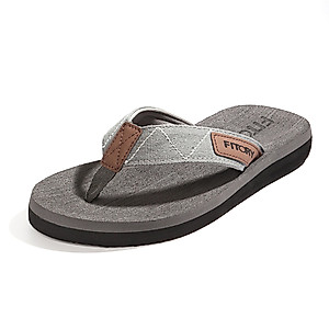 FITORY Men's Flip-Flops, Thongs Sandals Comfort Slippers for Beach Grey Size 11