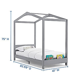 Delta Children Poppy House Wood Twin Bed, Platform Bed - No Box Spring Needed, Grey