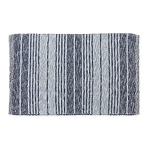 DII Woven Rag Rug Collection Recycled Yarn Variegated Rustic Stripe, 2x3', French Blue