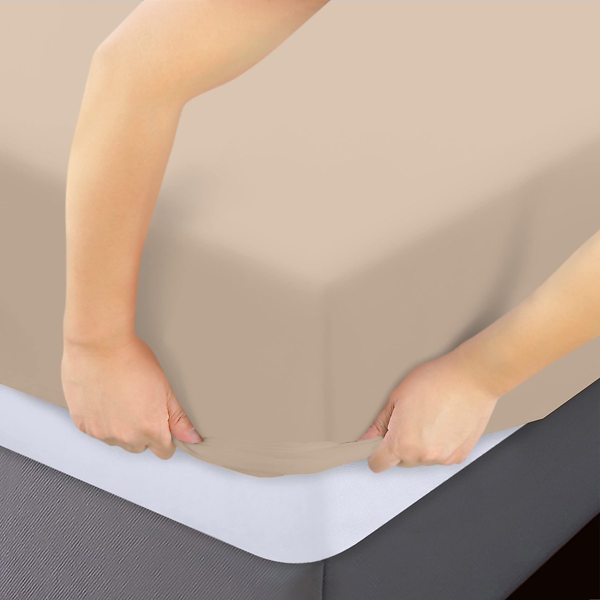 Utopia Bedding Full Fitted Sheet - Bottom Sheet - Deep Pocket - Soft Microfiber - Shrinkage and Fade Resistant - Easy Care -1 Fitted Sheet Only (Beige)
