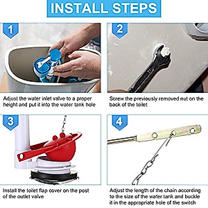 Hortsun 3 Pieces Water Tank Replacement Kit Include Toilet Flush Lever Handle Universal Toilet Handle Replacement Toilet Flapper Replacement for Toilet Tank