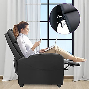 Zanzio Massage Modern Adjustable Heated Recliner Home Theater Single Sofa Chair Lounge with Padded Seat, Black