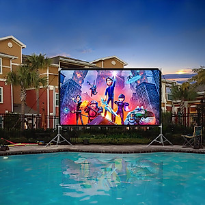 Projector Screen and Stand, 120-inch CENTURY-STAR Outdoor Movie Screen Wrinkle-Free Nylon 16:9 Outdoor Projector Screen, Portable Video Projection Screen with Carrying Bag for Home Theater Backyard