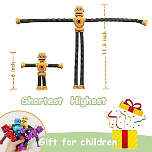 Pop Tubes Robot Toy, 4 Packs Fidget Toys Telescopic Suction Cup Robotics Autism Sensory Toys for Toddlers Boys Girls Educational Classroom Treasure Box Stretchy Robots Party Favors