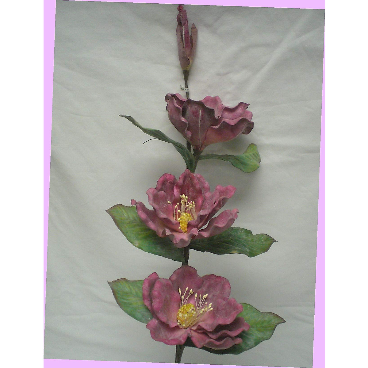 Artificial Pink Magnolia Spray Latex Coated Artificial Flowers 24" Stem 3-715pk Bouquet Realistic Flower Arrangements Craft Art Decor Plant for Party Home Wedding Decoration