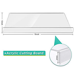 Koncifun Cutting Boards for Kitchen Acrylic Cutting Boards with Counter Lip Non Slip Clear Cutting Boards Protect Countertop Chopping Board for Home Kitchen Restaurant Dining