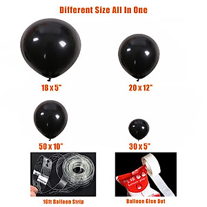 Oopat Matte Black Balloon Garland Arch Kit For Birthday Graduation Anniversary Halloween New Year Masculine Party Decoration (Black)