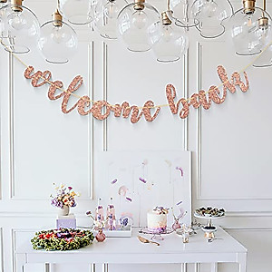 Welcome Back Banner, Returning Home Teenager Homecoming Theme Party Banner Sign, Housewarming / Family Party Decorations, Welcome Home Sign - Rose Gold