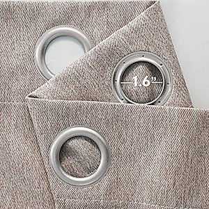 JINCHAN Curtains for Bedroom Living Room Window 63 Inch Length Light Filtering Farmhouse Country Curtains Grommet Top Drapes 2 Panels Heathered Taupe