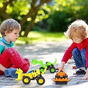 3 otters Dinosaur Toys Cars, 3PCS Dinosaur Toys for Kids Dinosaur Engineering Vehicle Construction Vehicle Playsets Birthday Gift for Boys Girls Toddlers