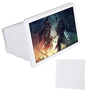 Lazmin112 Mobile Phone Screen Magnifier, 12 inches 3 Times Zooming Phone Screen Magnifier Holder Optical Magnification Cellphone Magnifier for Movies, Videos(White)