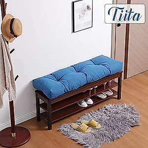 Tiita Outdoor Bench Cushion, 48×16 Inch Waterproof Patio Furniture Cushions Durable Patio Bench Seat Pads, Resistant Long Chair Cushion for Garden, Sofa, Swing (Blue)