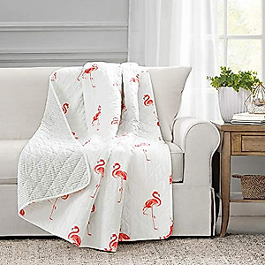 Lush Decor Kelly Flamingo Throw Blanket, 50" x 60", Coral