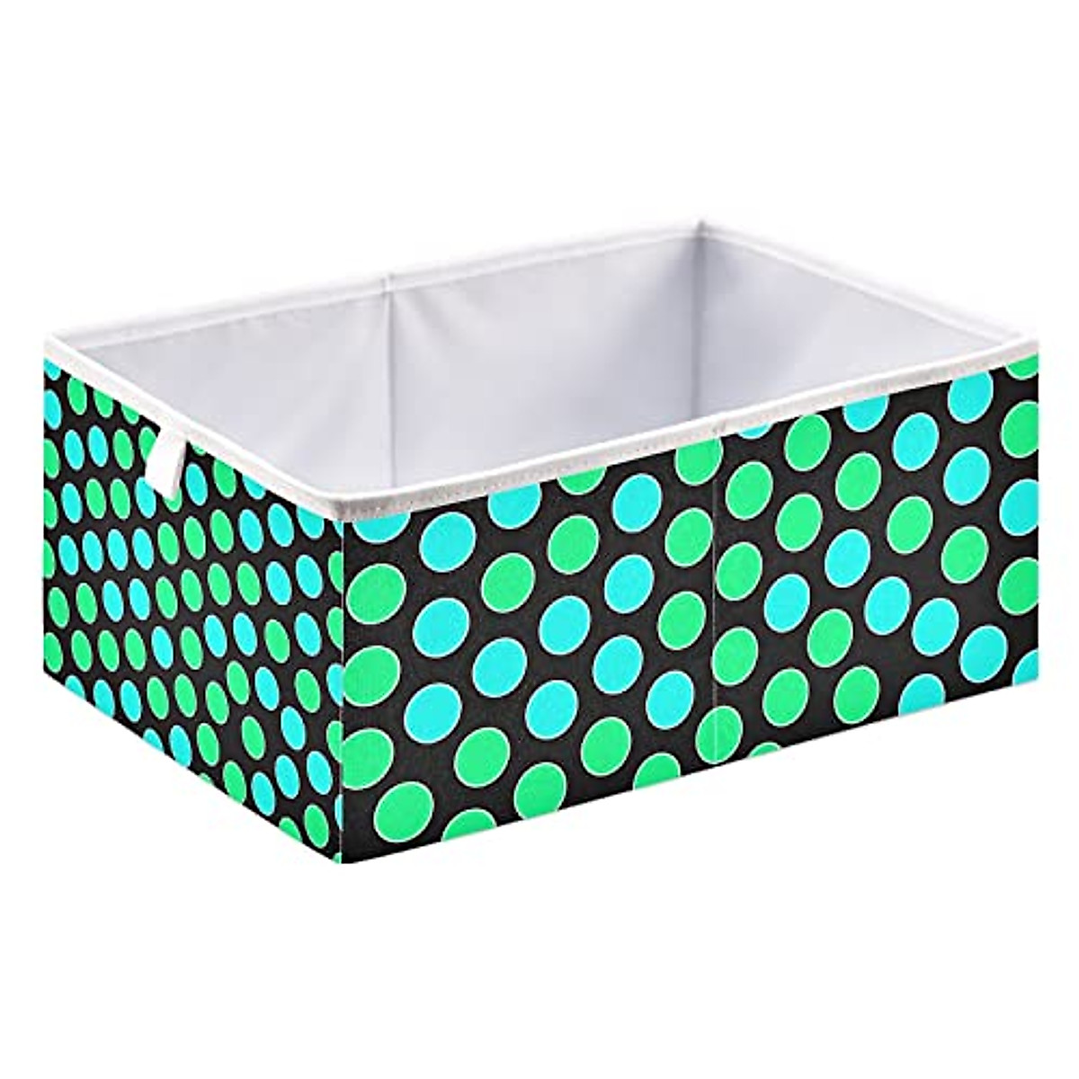 Green Blue Dots Storage Basket Storage Bin Rectangular Collapsible Toy Boxs Clothes Toys Bin Organizer for Office Outside Cars