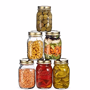 Bormioli Rocco Quattro Stagioni Set of 6 Clear Airtight Mason Jars, 17 Oz. Made from Food Safe Durable Glass, Made in Italy.