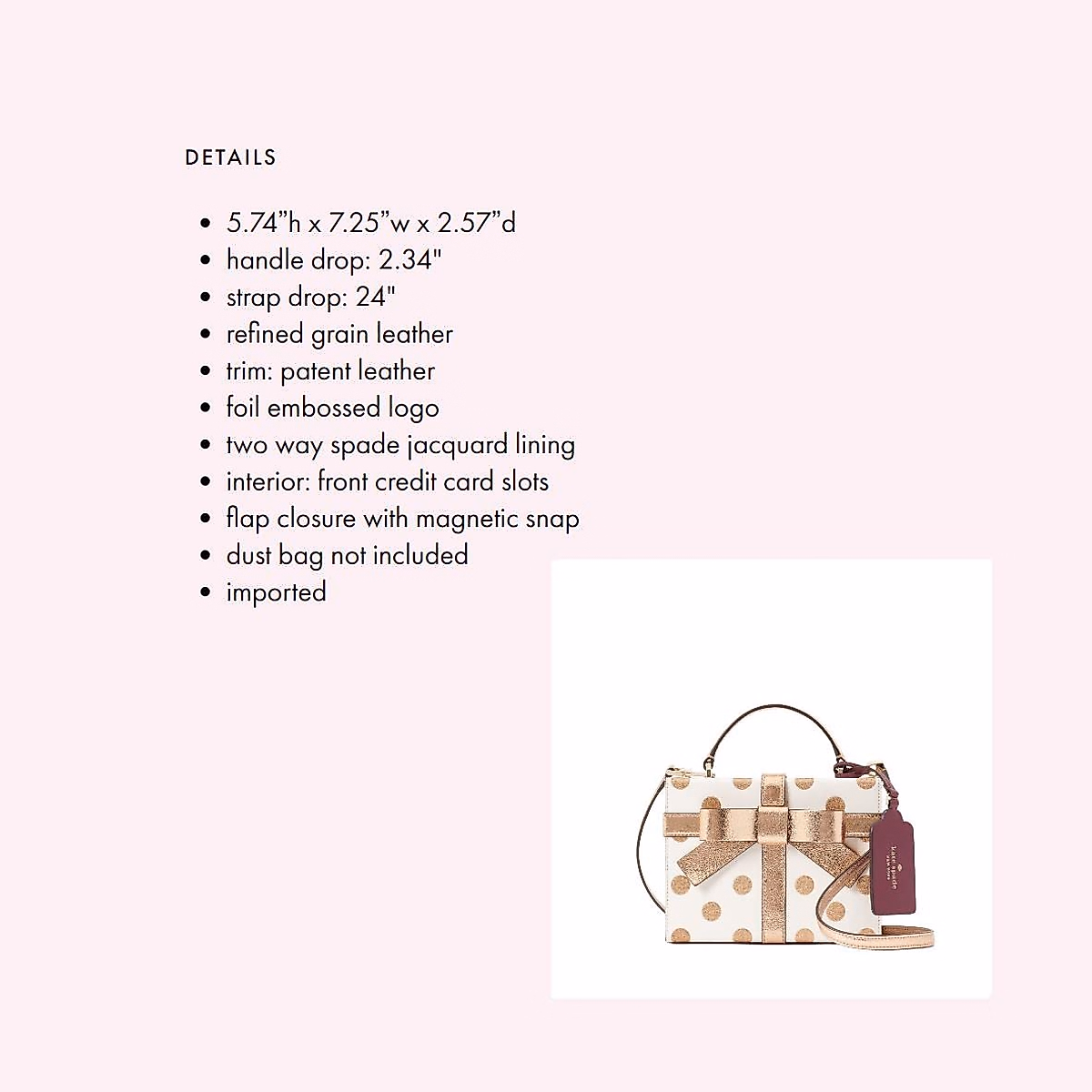 Kate spade new york Wrapping Party Gift Box Crossbody (Parchment Gold)