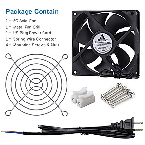 GDSTIME 90mm EC Axial Cooling Fan 92mm x 25mm AC 110V 115V 120V 220V 240V Dual Ball Bearing Small Brushless Exhaust Fan AC Powered Cord with ON/Off Switch