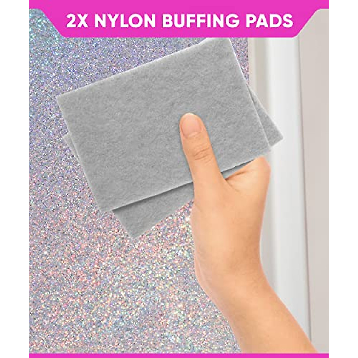 Glitter for Paint [5.3oz] – Holographic Silver with 2 x Buffing Pads – Glitter for Painting Walls for Luminous Paint Finish on Interior or Exterior Walls, Ceilings, and Wood - Glitter Paint Additive