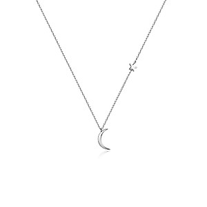 Sewyer Dainty Moon Star Necklace for Women 14K Gold Plated Star Moon Necklaces Tiny Stars Crescent Moon Boho Pendant Necklace Jewelry Gifts for Her