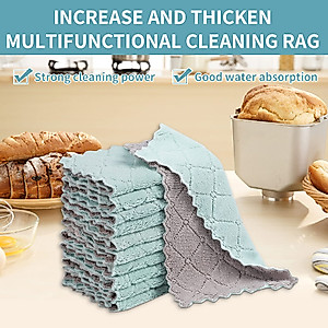 GADIEDIE 20Pcs Kitchen Cloth,Dish Towels,Super Absorbent Coral Fleece Dishtowels,Premium Dishcloths,Nonstick Oil Washable Fast Drying Dish Rags,for Clean Table Dish Glass Pet Paws (Green Gray)