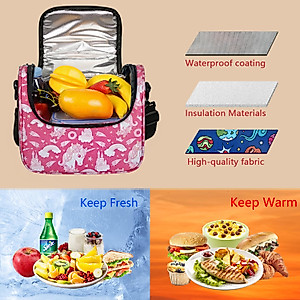 Hap Tim Kids Lunch Box for Girls Boys, Reusable Lunch Bag for Kids, Spacious Lunchbox, Insulated Lunchbag, Pink Unicorn(16050-DJS)