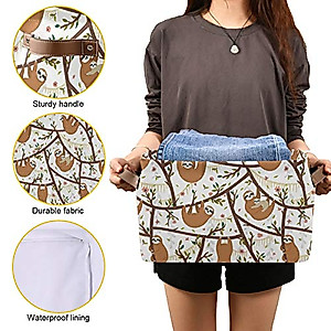 Moudou Sloth Laundry Basket Square Collapsible Laundry Hamper Clothes Toys Storage Bin with Handles for Bedroom, Closet, Nursery, Dorm, Home Decor