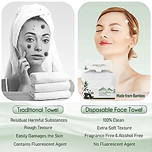 WOWOTEX Bamboo Disposable Face Towel Biodegradable Large Dry Face Wipes 60 Count/1 Box Extra Thick Soft Clean Facial Towels for Sensitive Skin, Makeup Removing, Facial Cleansing, Nursing, Travel