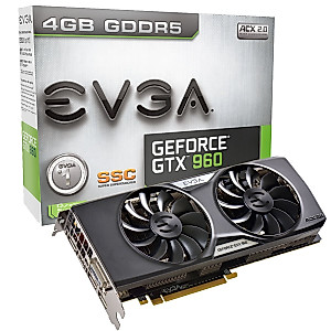 EVGA GeForce GTX 960 4GB SSC GAMING ACX 2.0+, Whisper Silent Cooling w/ Free Installed Backplate Graphics Card 04G-P4-3966-KR