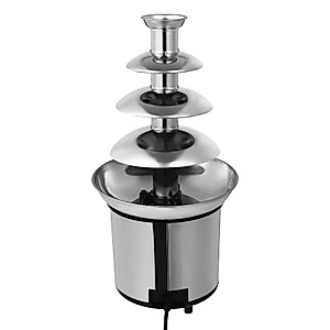 4 Tier Chocolate Fountain Machine, 170W Commercial Hot Chocolate Fondue Tower, Large Capacity Stainless Steel Chocolate Melting Heating Machine for Nacho Cheese Liqueurs Party Wedding