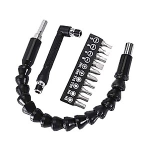 YIOYULEN Flexible Drill Bit Extension, Bendable Drill Extension11.6inch, Manual 90° Right Angle, 1/4 Flexible Extension for Drill, Adaptor Hex Flexible Screwdriver Extension Black (12PCS)