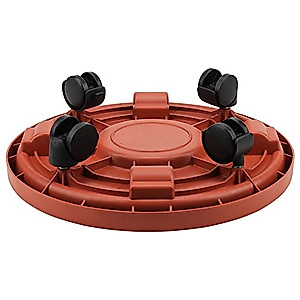 HOIGON 4 Pack 13 Inch Plant Caddy with Wheels, Drain Tube and Water Tray, Heavy Duty Plant Pallet Caddy, Round Rolling Plant Stand Flower Planter Pot Mover, Red