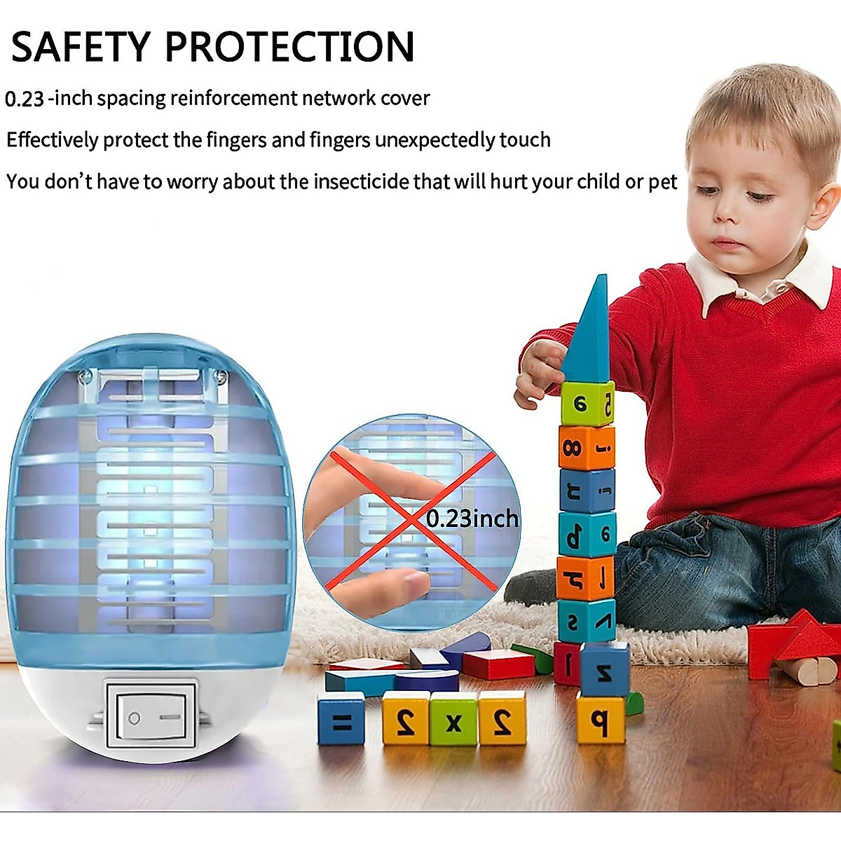 Indoor Bug Zappers, Electronic Insect Killer Fly Insect Trap Plug-in Mosquitoes Killer Mosquito Zapper with Blue Lights for Living Room,Kitchen,Bedroom,Baby Room,Office (4packs)