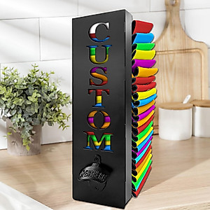 Qingxily Custom Can Cooler Holder Wall Mounted with Bottle Opener Personalized Beer Can Sleeves Storage Organizer Customized Cooler Dispenser with Name for Home Bar