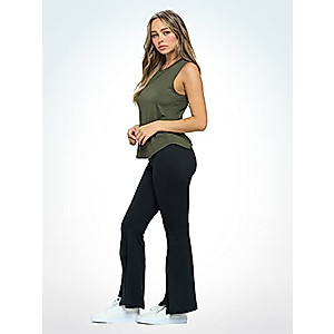 KNIT RIOT Women’s Muscle Tank Top – Sleeveless Slim Fit Soft Casual Basic Yoga Active Athletic Workout Running T Shirts KR144 Olive L