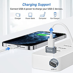 Blukar USB C Female to USB Male Adapter, [3 Pack] Type C to USB A Charger Cable Adapter Converter for Fast Charging & Data Sync, Compatible with iPhone 13/12/11 Pro, iPad Air 6, Galaxy S21/S20 etc.