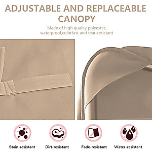 JNTKE Porch Swing Canopy, 66"X 45" Replacement Waterproof Swing Top Cover, 300D 3 Seater Durable Sun Shade Patio Awning for Outdoor Garden Patio Yard Park Porch Seat Furniture, Khaki