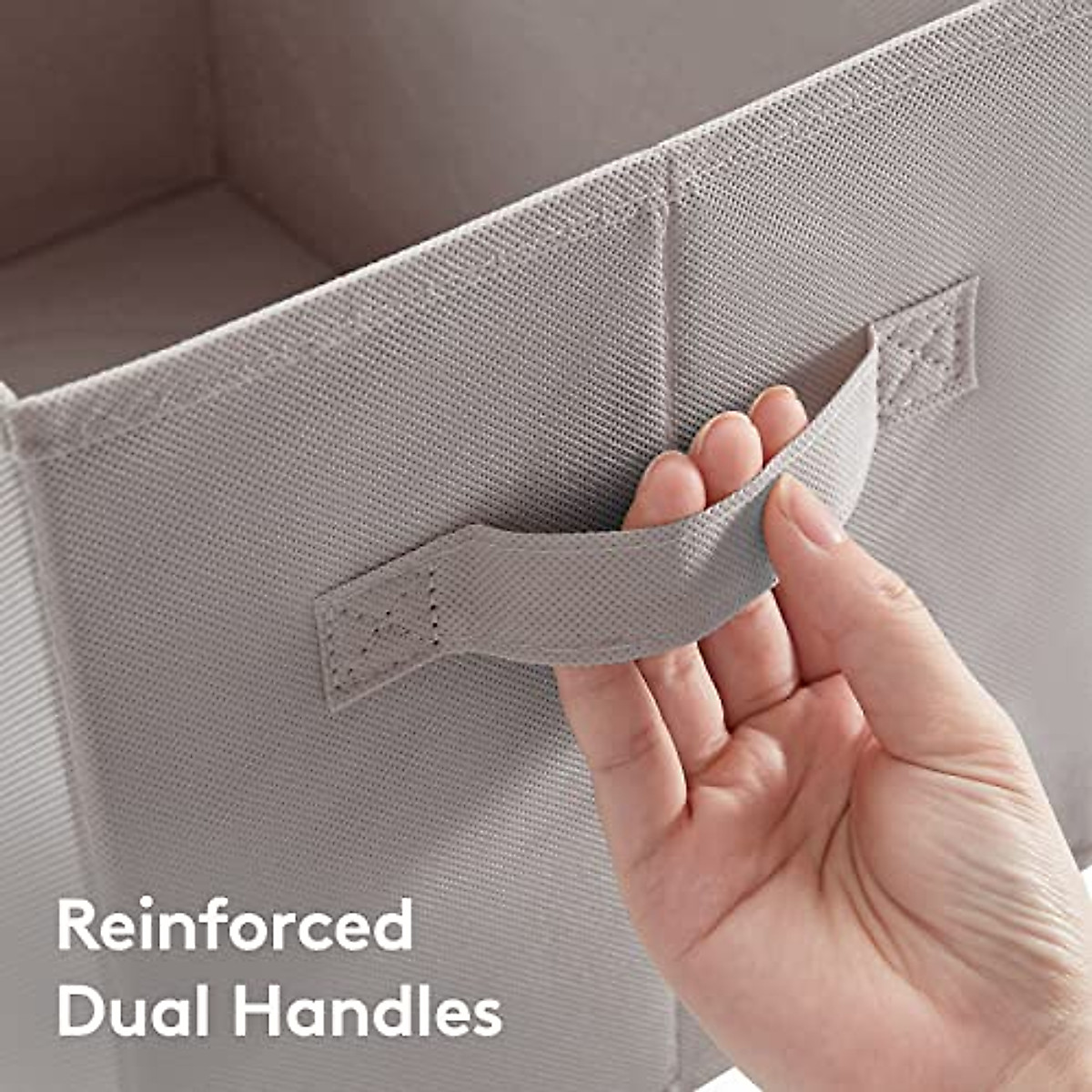 Lifewit 20L Foldable Clothes Storage Bins for Closet Collapsible Sturdy Fabric Storage Basket Cube with 2 Reinforced Dual Handles Fabric Closet Organizers, 3 Packs, Large, Light Grey