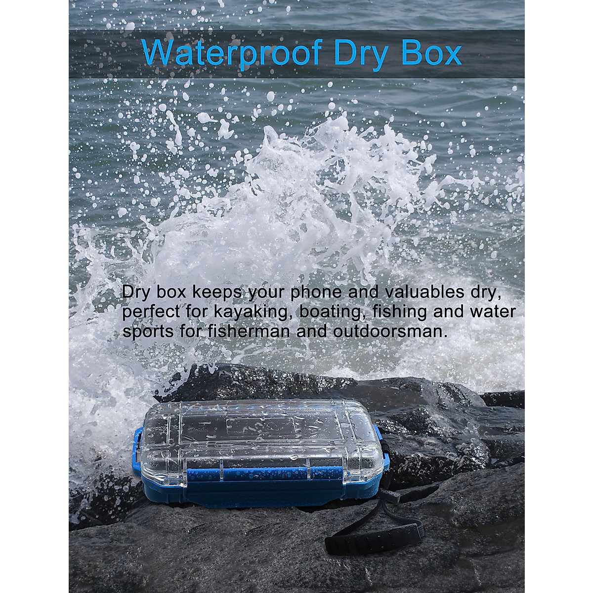 Hlotmeky Dry Box Waterproof Box for Kayaking Boat Waterproof Phone Box Small Waterproof Container Watertight Storage Box Diving Dry Case (Blue)
