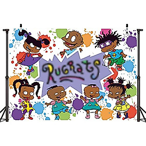 LXBO Child Theme Party Backdrop Watercolor Go Wild Graffiti Background Happy Birthday Decoration Photography Background Baby Shower Supplies (7x5FT)