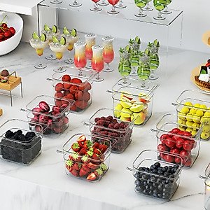 HNEDSEN 12 Pack Plastic Food Pan with Lid 1/6 Size 6 Inch Deep Restaurant Clear Food Storage Containers Polycarbonate Commercial Hotel Pans for Fruits Vegetables Beans Corns (12 PCS, 6'' Deep)