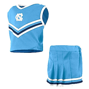 Little King NCAA Toddler/Youth Girls Team 2 Piece Cheer Dress-North Carolina Tar Heels-3T
