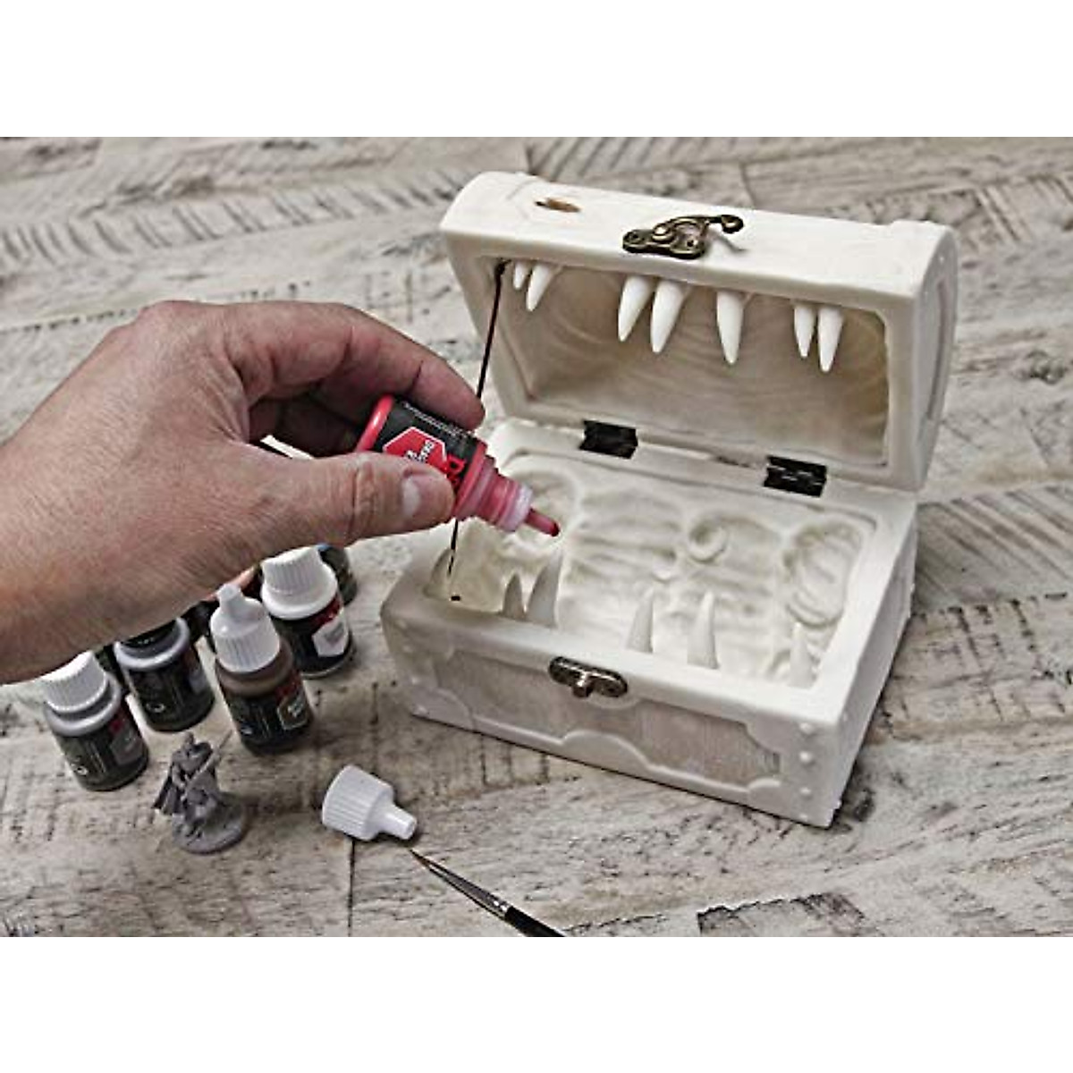 Forged Dice Co. Mimic Chest Dice Storage Box - Holds up to 5 Sets of Polyhedral Dice or 35 Dice - Compatible with Dungeons & Dragons