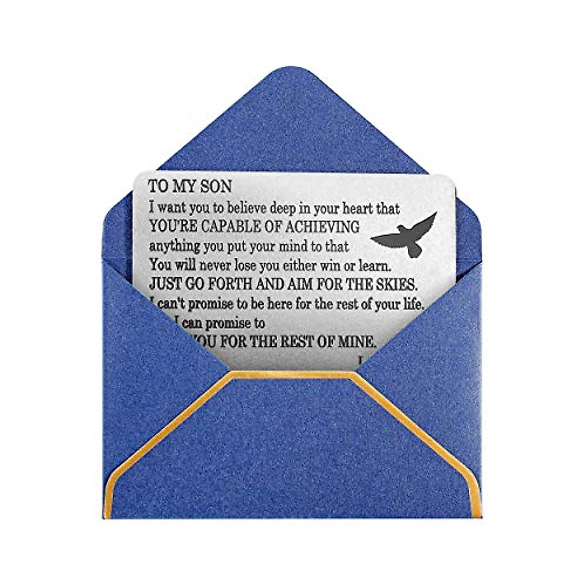 Personalized Engraved Stainless Steel Wallet Card Insert for Son - Unique Custom Love Note Metal Cards from Mom Mother for Birthday Graduation Christmas