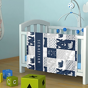 Jungle Personalized Baby Blanket for Boys Custom Baby Blanket with Name Adventure Awaits Stuff Newborn Nursery Gift Soft Plush Fleece - Blue Jungle 30x40in