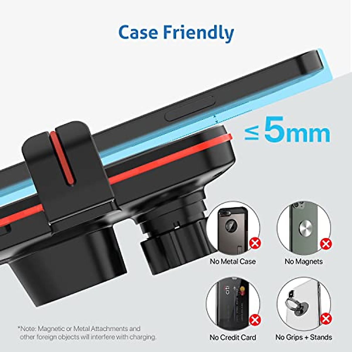 SooPii Wireless Car Charger Mount, 15W Qi Fast Charging, Auto-Clamping,2 Styles Air Vent Phone Holder Included, Compatible with iPhone 13/12/11,Samsung S21/S20 and Others