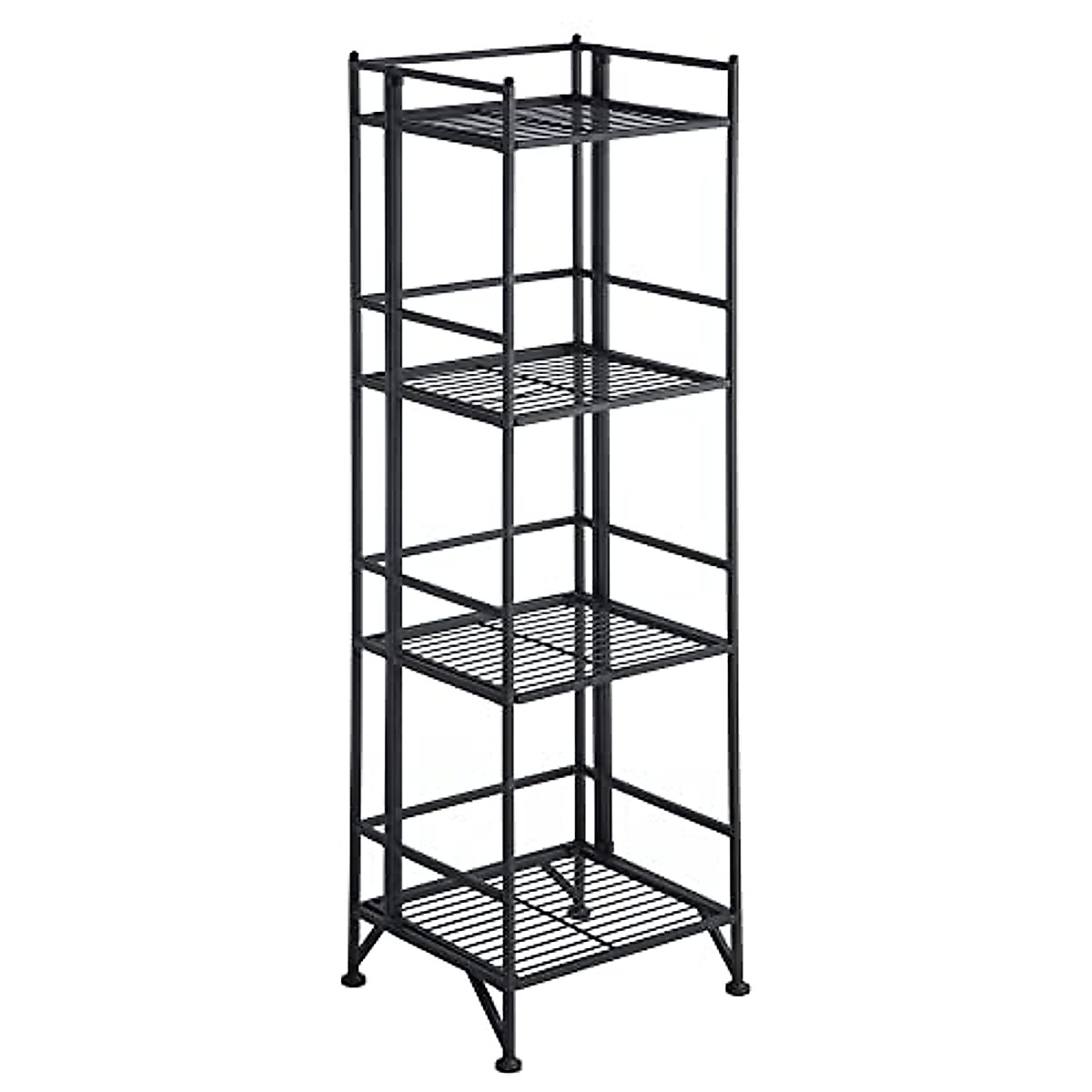 Convenience Concepts Xtra Storage 4 Tier Folding Metal Shelf, Black