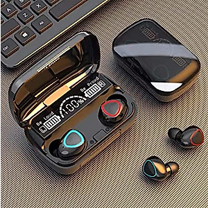 Suomi Wireless Earbuds Bluetooth, 180 Hours Playtime Ear Buds Built-in Microphone Earphones, Immersive Sound Smart LCD Display, IPX7 Waterproof Touch Controls Cordless Headset with Charging Case