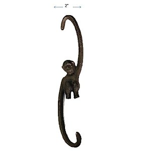 Midwest Craft House 12 Monkey Hooks Plant Camp Kettle Hook Chain Hanger CAST Iron Ape 9 1/4" Long