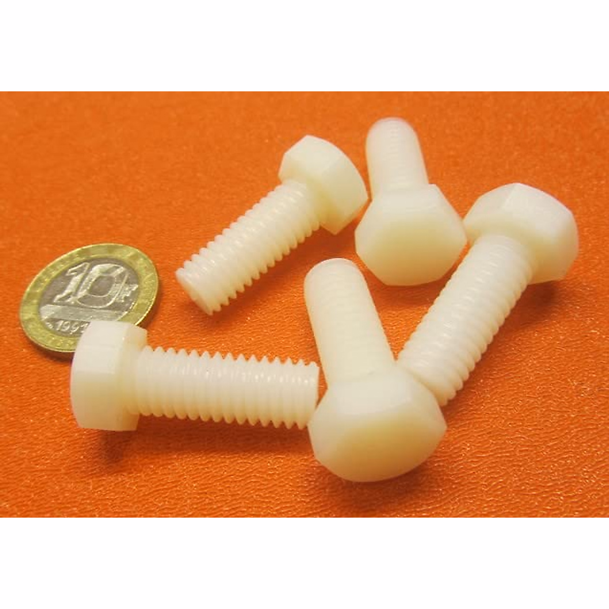 Natural Nylon Hex Head Bolts FT 3/8"-16 Thread x 1.00" Long 50 pcs